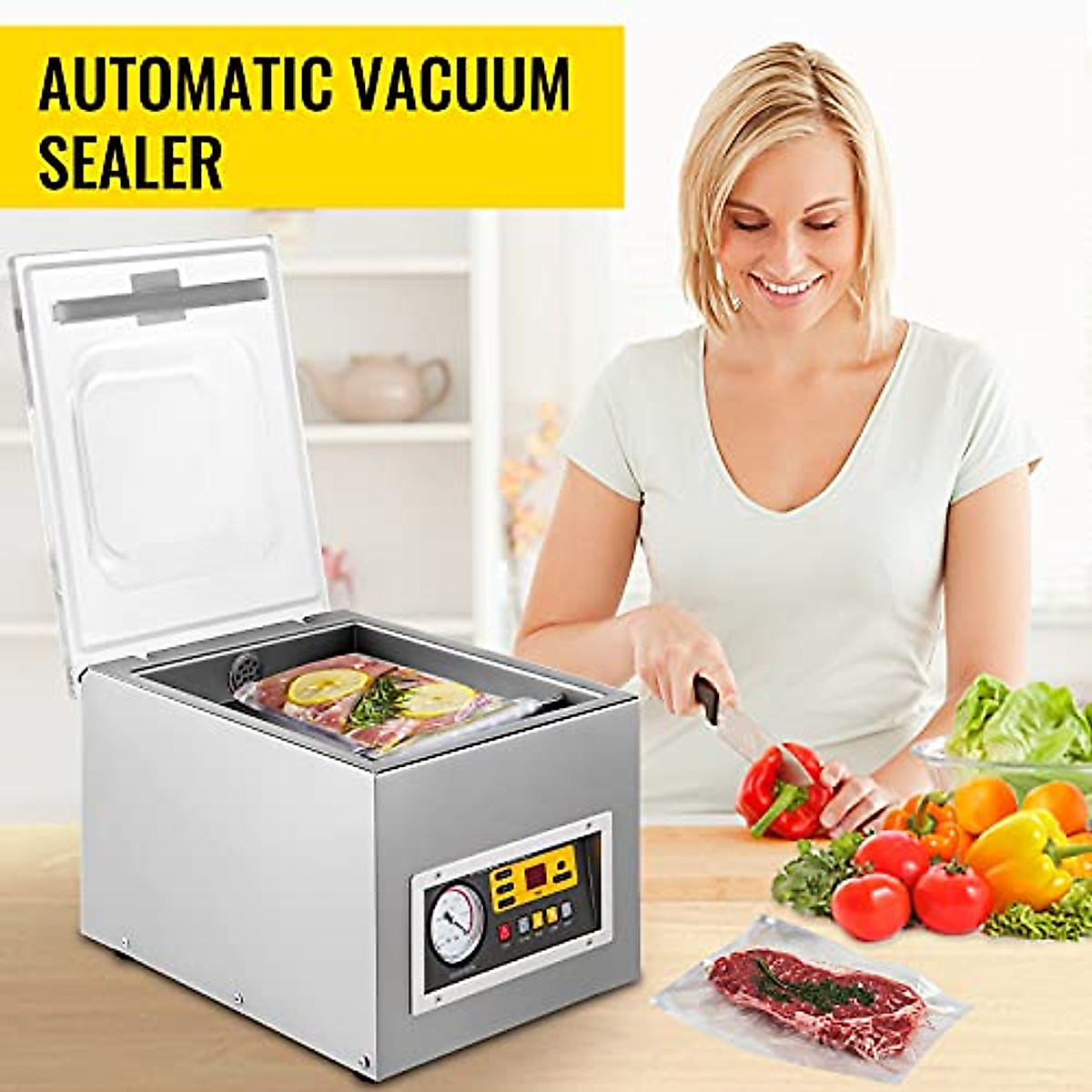 BestEquip Chamber Vacuum Sealer Machine DZ 260S Commercial Kitchen Food Chamber Vacuum Sealer, 110V Packaging Machine Sealer for Food Saver, Home, Commercial Using