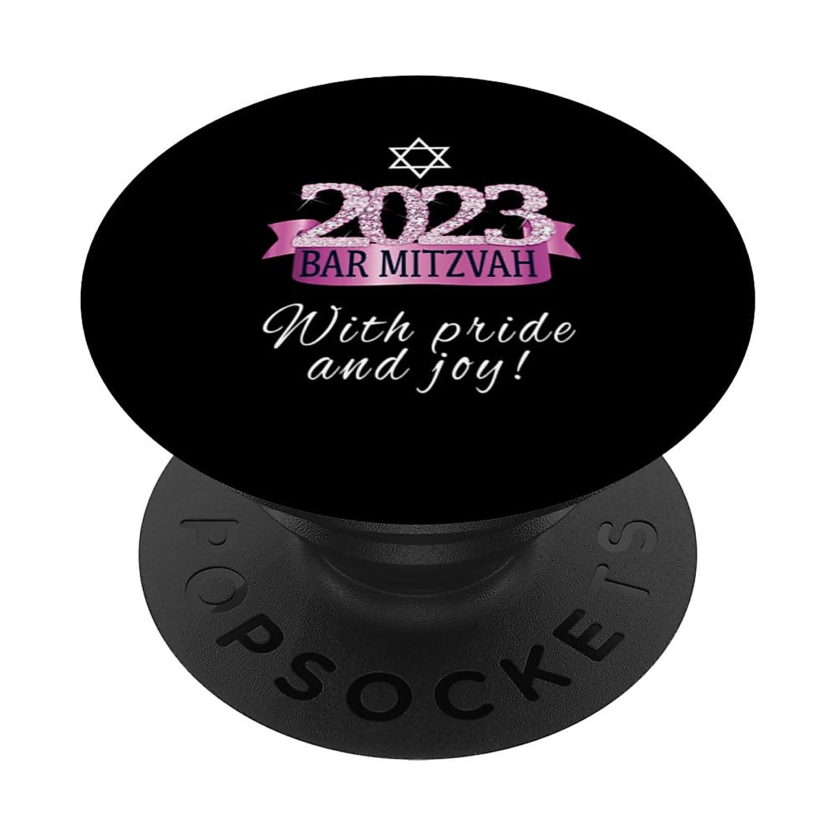 Bar Mitzvah 2023 I With Pride & Joy I Pink Banner Decor PopSockets Standard PopGrip