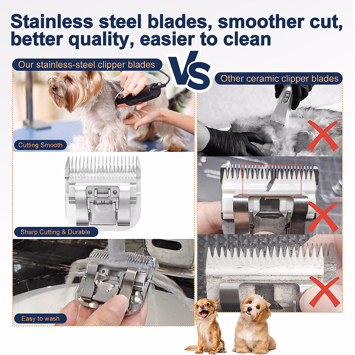 Tutuosto 7FC Clipper Blades Pet Grooming Clipper Replacement Blades Detachable Blade Compatible with andis/wahl/Oster Dog Clippers