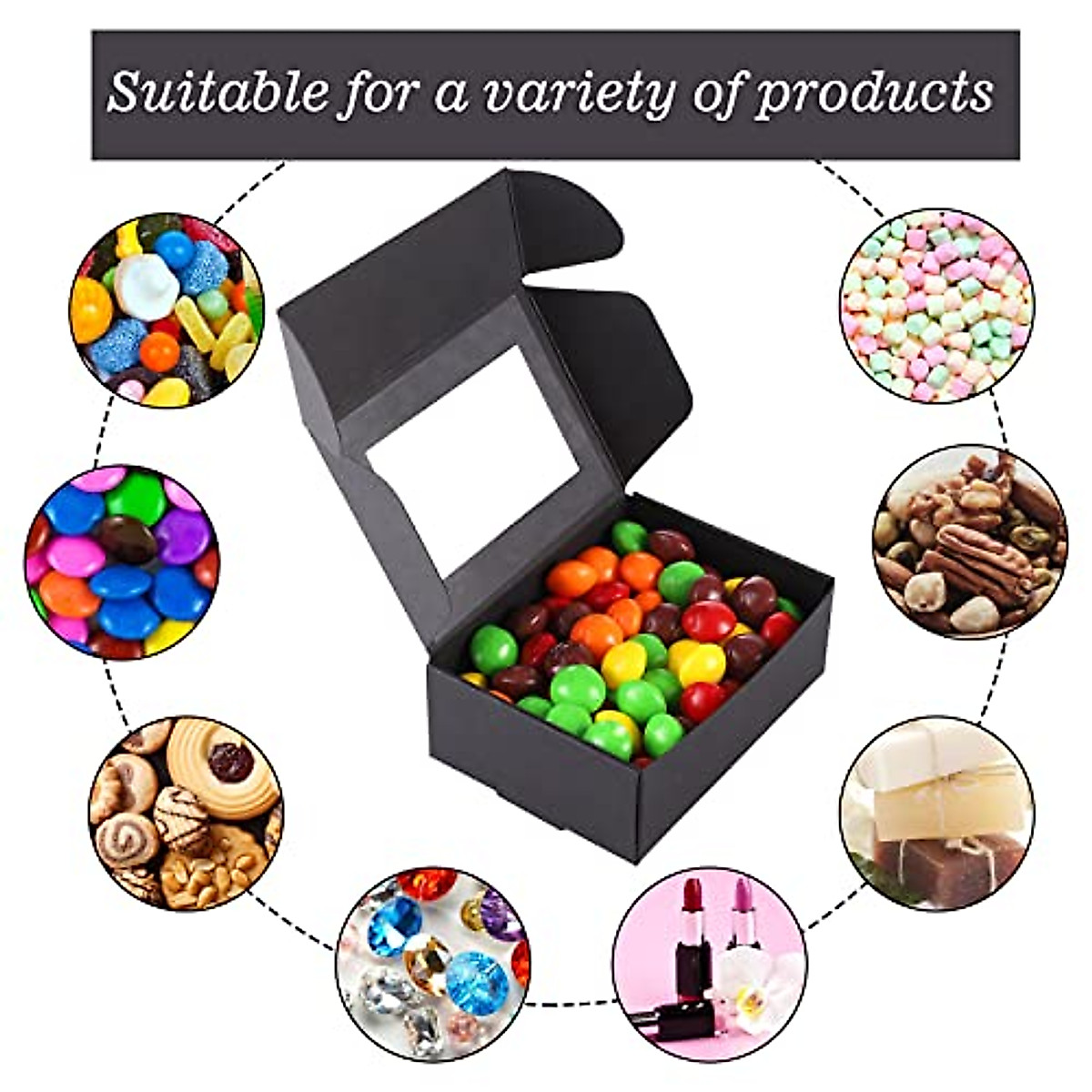 Pengxiaomei 30 Pcs Kraft Paper Box with Window Soap Packaging for Homemade Soap Stocking Stuffers Christmas Gifts Party Favors Candy Biscuit (3.35 x 2.36 x 1.18 Inch)