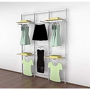 UDIZINE Vertik Clothing Wall Mounted (for 4 Shelves with 4 Faceouts and 2 Hanging Rails, White) | Shelves are NOT Included