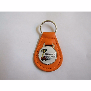 COBRA JET SNAKE ON WHEELS PERFORMANCE LOGO LEATHER KEYCHAIN - PUMPKIN