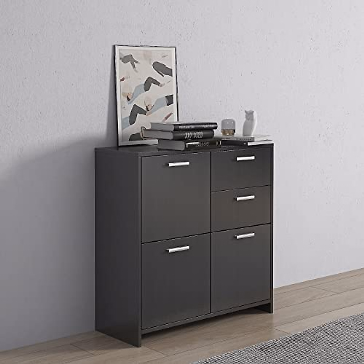 Nightstand Bedside Table Drawer Cabinet Storage Cabinet with 2 Drawers 3 Side Cabinet Modern Style Design Easy Storage Cabinet is Cleverly Designed Storage Tower Dresser