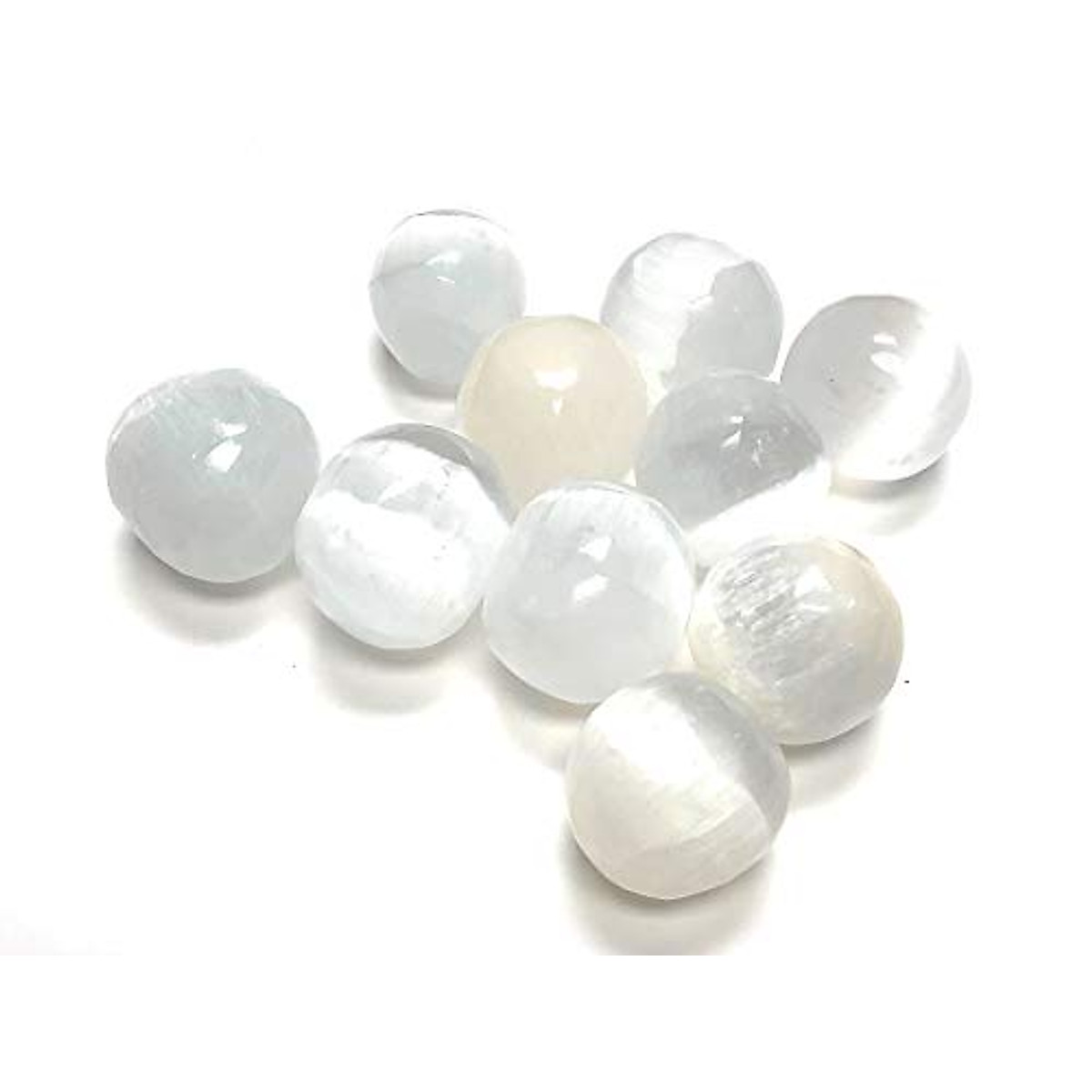 Zentron Crystal Collection Tumbled Selenite Pieces - 1" Stones in Velvet Bag (5)