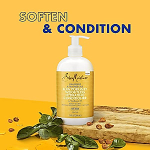 SheaMoisture Low Porosity Weightless Hydrating Conditioner For Moisture Resistant, Curly, Coily Hair Lightweight Hair Conditioner 13 fl oz
