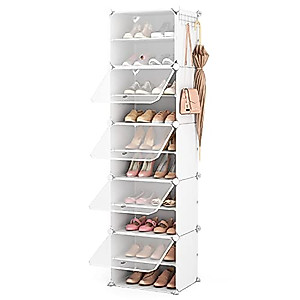 ROJASOP Shoe Rack Organizer, 10-Tier Shoe Organizer 20 Pairs Portable Shoe Rack Organizer Shoes Storage Cabinet Shoe Racks for Closet Entryway Bedroom (Clear, 1 by 10)
