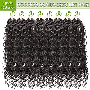 Goddess Bohemian Box Braids Crochet Hair-8 Packs 18 Inch Boho Crochet Braids for Black Women Synthetic Braiding Hair (1B#, 24 Inch (Pack of 7))