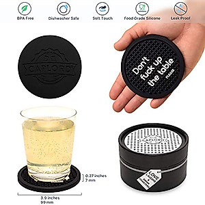 CAPLORD Table Coasters for Drinks Absorbent Coasters Non Slip Black Silicone Cute Coffee Drink Coaster Set of 6 Pack Outdoor Coasters for Coffee Table, Glow in The Dark Costers, Man Cave Gifts