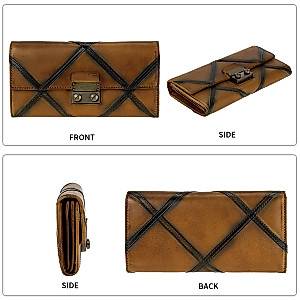 ORIREAL Womens Wallet Genuine Leather Dip Dye Card Organizer Ladies Purse Large Capacity Clutch (Coffee)