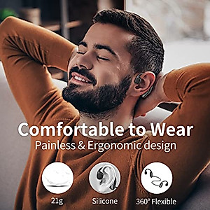 Wireless Air Conduction Headphones, Painless Ultra-Lightweight Bluetooth 5.0 Sport Earphones, Built-in Mic Open-Ear Headsets IPX4 Waterproof for Running, Hiking AS6 (Black)