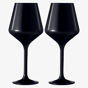 Khen Floating Wine Glasses for Pool | 2 Set | Shatterproof Tritan Acrylic Drinkware, Unbreakable - Colored European Design BPA-free plastic, Reusable, All Purpose Glassware, Hand Wash 15oz (Black)