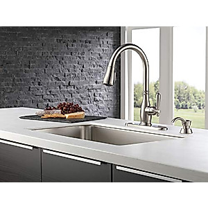 DELTA FAUCET CO 19962-SSSD-DST Stainless Steel Single Pul Kitchen Faucet with Soap Dispenser