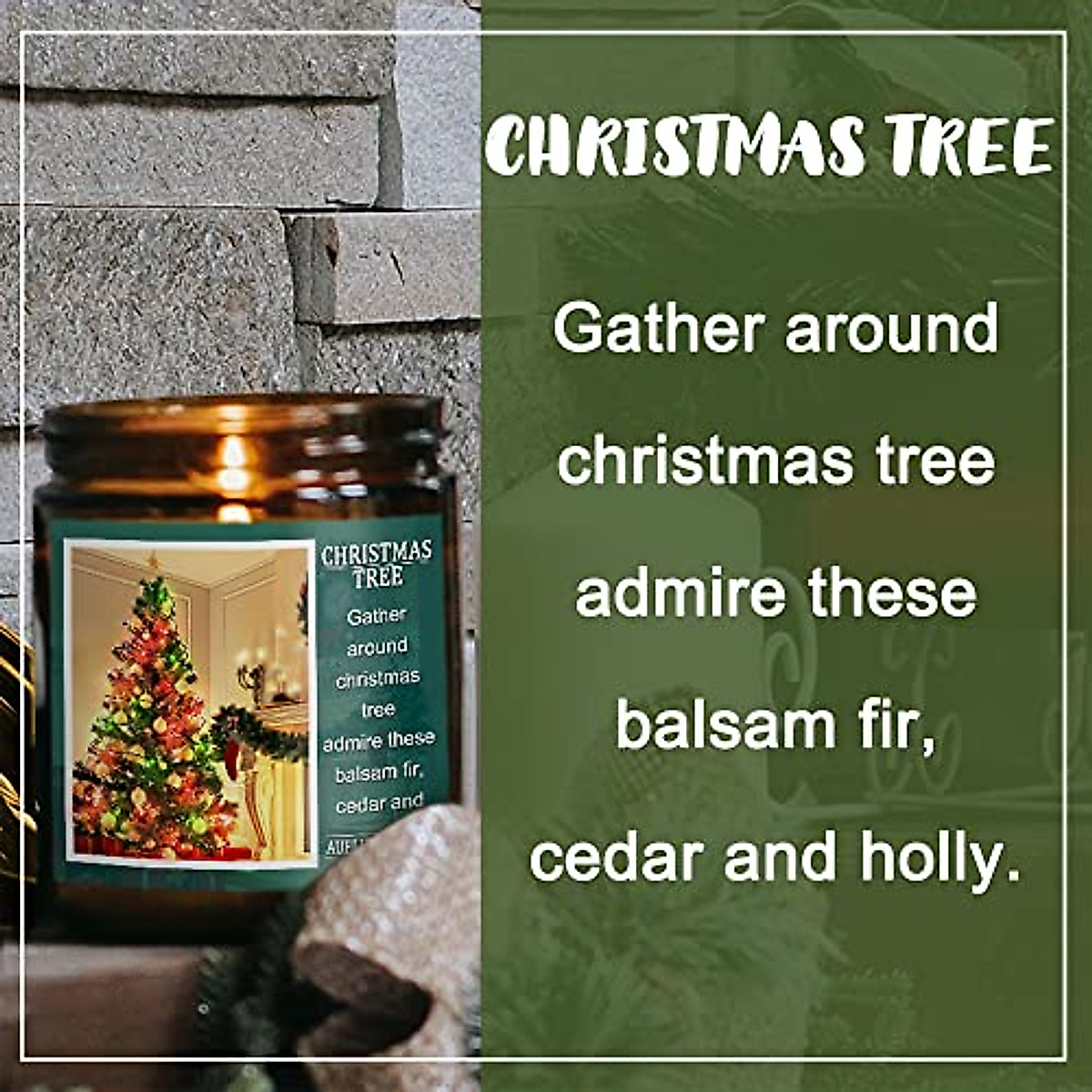 Christmas Tree Candles Soy Candle Gifts for Women Men Balsam Fir Cedar Holly and Evergreen Holiday Scented Candles for Home 50 Hour Burn Time 7oz Clear Jar Candle