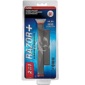 Fluval Razor+ 2-in-1 Algae Magnet, Aquarium Glass Scraper, Medium