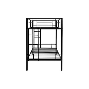 Olela Twin Over Twin Metal Bunk Beds,Heavy Duty Steel Bed Frame with Safety Rail and 2 Ladders for Boys Girls Adults Dormitory Bedroom,No Box Spring Needed,Black