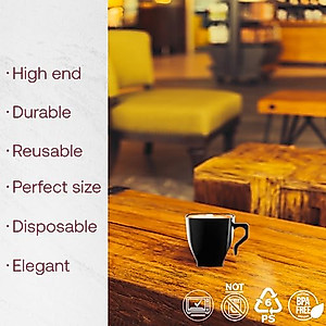 Smarty Had A Party 2 oz Black Plastic Tea Cups with Handles Set of 240 Disposable Mugs for Tea Parties, Espresso, and Coffee, Elegant Small Drinkware for Events
