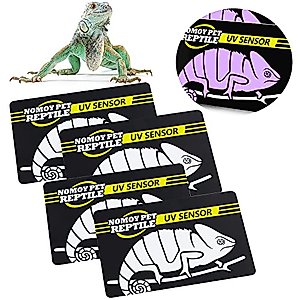 4 Pcs Quick Test UVB Sensor, Reptile UV Tester Heating Lamp Photochromic UVB Card Indicator, Reused 500 Times