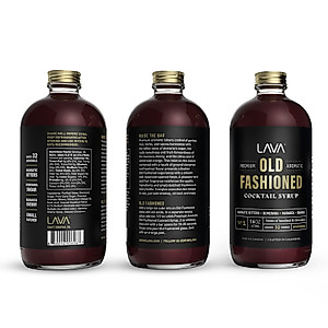 LAVA Premium Aromatic Old Fashioned Cocktail Syrup 16oz, Makes 32 Cocktails, Made with Aromatic Bitters, Demerara, Marasca Cherry, Orange Zest, Hazelnut and Cinnamon. Ready to Use. Just Add Whiskey.