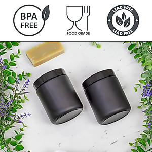 Cornucopia 8oz Black Coated Glass Jars (6-Pack); Cosmetic Jars with Black Plastic Lids and Black Matte Exterior, 8-Ounce / 9-ounce Capacity