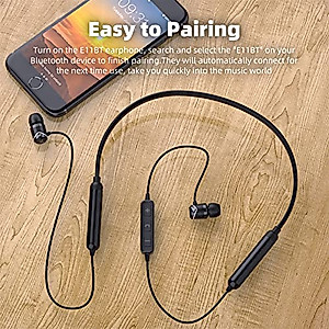 SoundMAGIC E11BT Neckband Bluetooth Headphones Wireless Earphones HiFi Stereo in Ear Headset with Microphone Noise Isolating Sports Earbuds Long Playtime Black