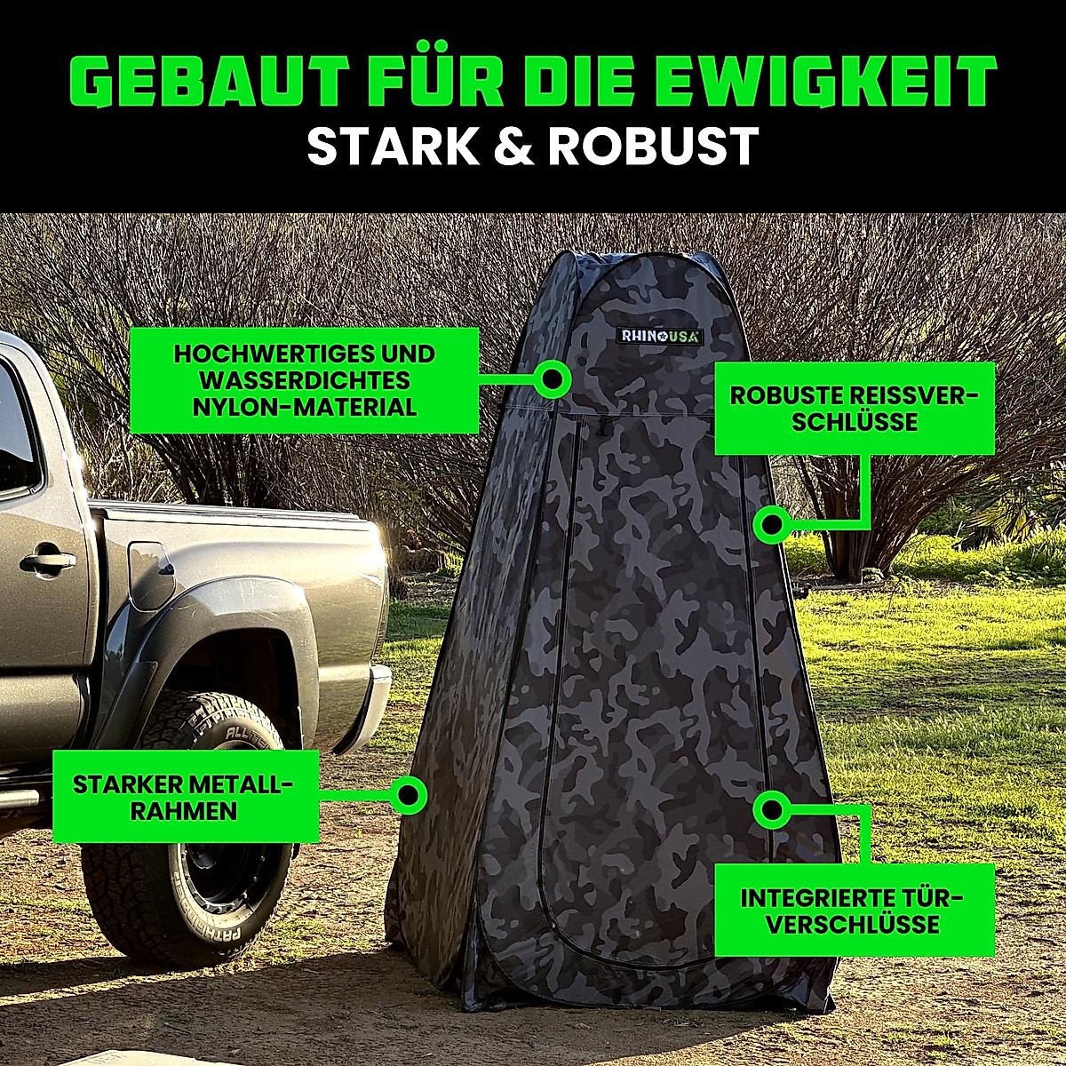 Rhino USA Portable Pop Up Privacy Changing Tent - Ultimate Outdoor Camping Shower, Camp Toilet, Rain Shelter for Beach and Camping - Lightweight and Sturdy, Instant Setup While On-The-Go