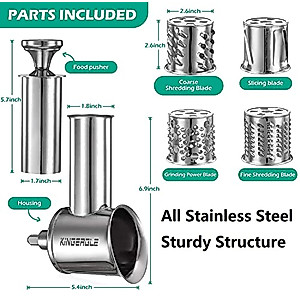 Stainless Steel Slicer Shredder Attachment for KitchenAid Mixer, Cheese Grater, Food Slicer for KitchenAid Mixer, Accessories for Kitchenaid