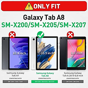 HXCASEAC Case for Samsung Galaxy Tab A8 Case 10.5 inch, Protective with Screen Protector/Hand Strap/Pen Holder, Sturdy Shockproof A8 Tablet Case 2022 SM-X200/X205/X20 - Black