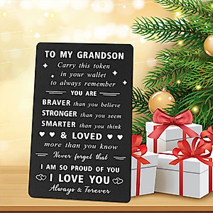 ENGZHI Grandson Christmas Card - I Am So Proud of You, I Love You Grandson Gifts from Grandma - Grandson Birthday Card, Graduation Gifts for Boys