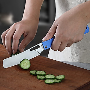 ZhengSheng Folding Chef Knife 4.8" Sharp 440A Stainless Steel Blade G10 Handle Pocket Foldable Kitchen Knife Utility Knife for Outdoor Camping Cooking