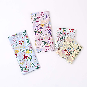 HOULIFE 4/8 PCS Women Cotton Floral Handkerchiefs 100% 60S Elegant Flower Print Hankies for Ladies Girls Wedding Party