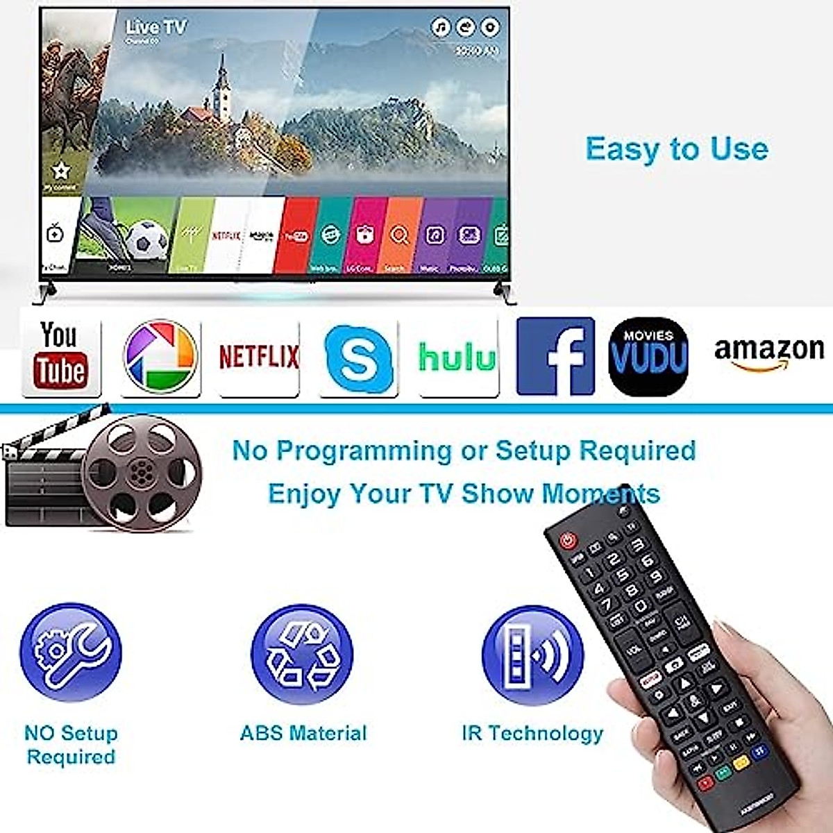 Universal Remote Control for All LG Smart TV, LG Remote Control for Smart TV OLED LCD LED HDTV 3D 4K Smart TVs with Shortcut Buttons