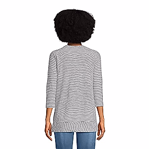 Lands' End Women's 3Q Sleeve Slub Jersey Swing Tunic White/black Stripe Regular Large