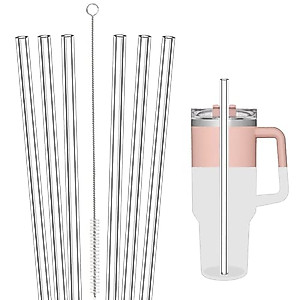 6 Pack Replacement Straws for Stanley 40 oz Tumbler Cup, Upgraded Reusable Tritan Plastic Straws with Cleaning Brush, Compatible with Stanley Adventure Travel Tumbler Accessories (12.4 inch)