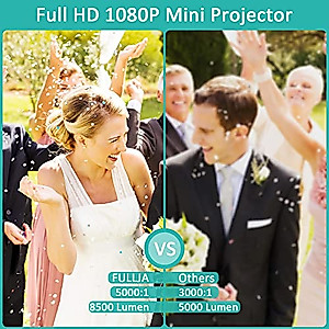 Mini Portable Projector 1080P Home Theater Video Projector - Full HD 8500 Lumens LED Movie Projector Compatible with HDMI, PS4, VGA, USB, TF, AV, Laptop, Smartphone, Small Outdoor Projector