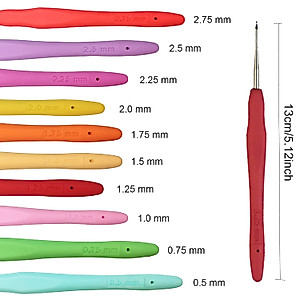 Set of 10 Small Size Crochet Hook Set, Ergonomic Handle Crochet Hook Needles for Arthritic Hands, Thread Crochet Steel Lace Hooks Size 0.5mm to 2.75mm