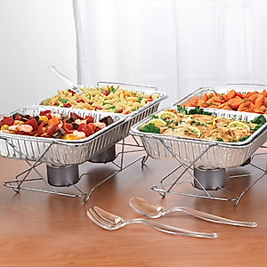 24 Piece Party Serving Kit Includes Chafing Dish Buffet Set and Serving Utensils For All Types Of Parties And Events, 3 complete Disposable Party Sets