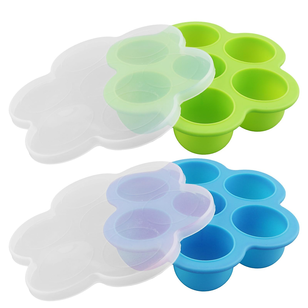 Silicone Air Fryer Egg Bite Mold, 2 Pcs Reusable Egg Bites Pan with Lid + 2 Pcs Oil Brushes - Non-Stick Air Fryer Egg Mold Cupcake Mold, Air Fryer Accessories(2 Set)