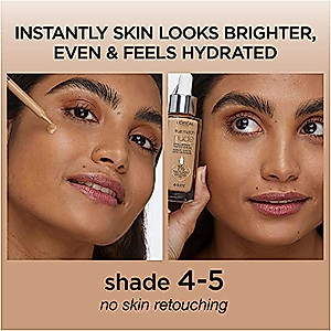 L'Oreal Paris True Match Nude Hyaluronic Tinted Serum Foundation with 1% Hyaluronic acid, Medium 4-5, 1 fl. oz.