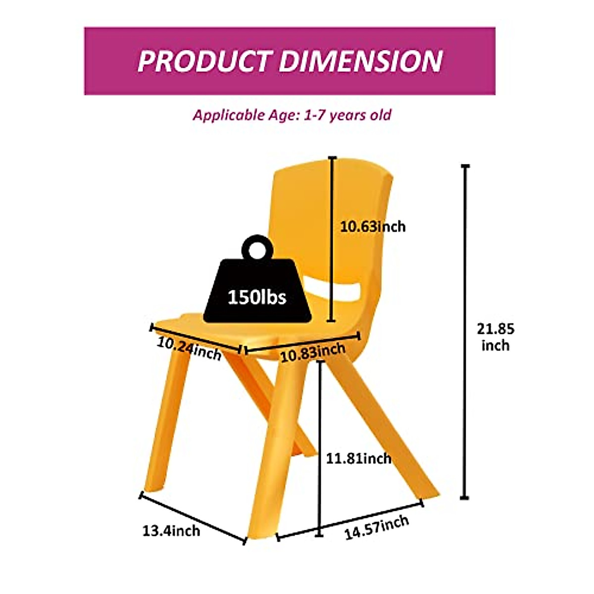 Domi Kids Chair,Children Lightweight Plastic 4 Chairs Set with 11.8" H Seat for Playrooms,Preschool,Toddlers(Enlarge Size