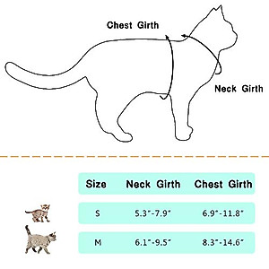 AWOOF Reflective Kitten Harness and Leash Escape Proof with Car Seat Belt, Adjustable Cat Puppy Walking Jacket with Metal Leash Ring, Soft Breathable Small Pet Vest (S)