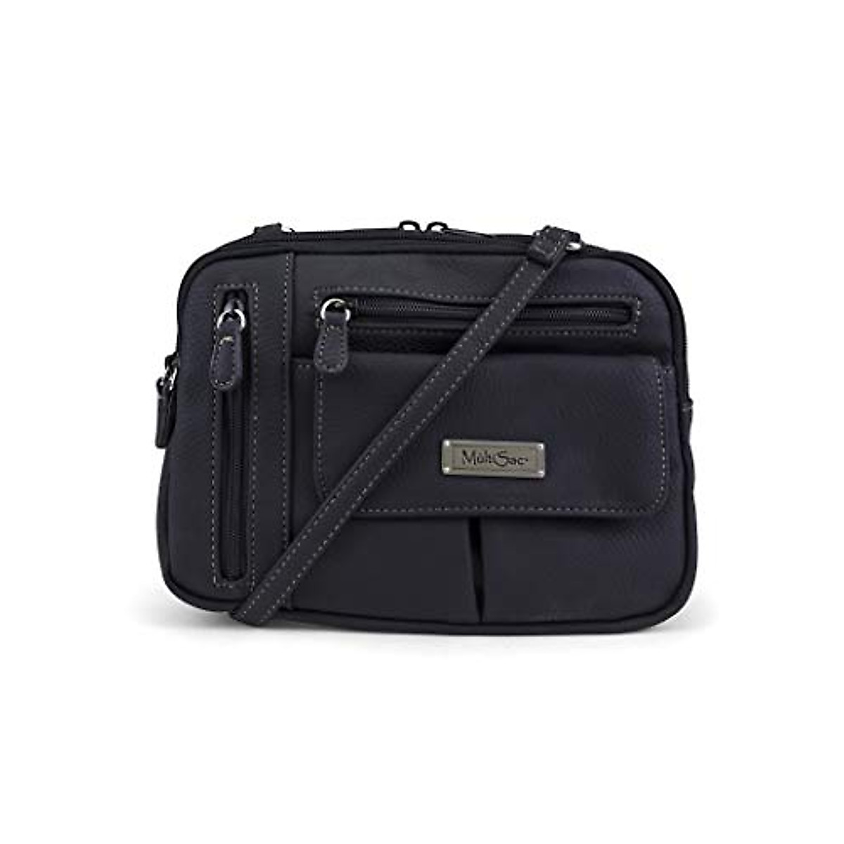 MultiSac womens Zippy Triple Compartment Crossbody Bag Cross Body, Black, One Size US