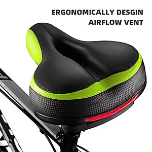 Roguoo Bike Seat, Most Comfortable Bicycle Seat Dual Shock Absorbing Memory Foam Waterproof Bicycle Saddle Bike Seat Replacement with Refective Tape for Mountain Bikes, Road Bikes