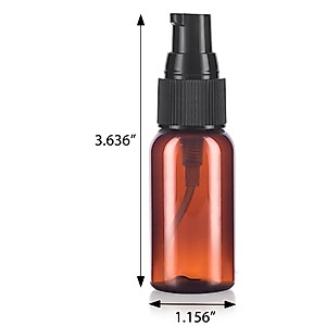 JUVITUS Amber 1 oz Boston Round PET Bottles (BPA Free) with Black Treatment Pump (24 Pack)