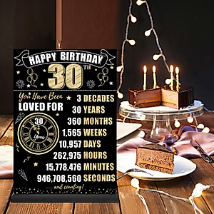 Eiurteao 30th Birthday Decorations Back in 1994 Table Sign for Men Women, Black Gold Happy 30 Bday Two-Sided Wooden Table Poster with Stand Party Supplies, Thirty Birthday Display Holder Table Decor