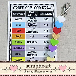 Order of Blood Draw Beads with Reference Card, Essential Resource Tool for Phlebotomist, Badge Reel Accessory for Phlebotomist Nurse RN Student Practitioner Graduation Gift
