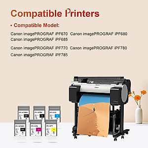 INK+ YOUEXPERT PFI-107 6Pcs Cartridges Replacement for Canon PFI-107, Work with ImagePROGRAF IPF670 IPF680 IPF685 IPF770 IPF780 IPF785 ( 2MBK,1BK,1C,1M,1Y)