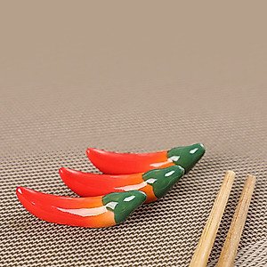 Angoily 6pcs Chopsticks Rests Ceramic Mini Pepper Shape Cute Dinner Spoon Stand Fork Holder Rack Chopsticks Utensil Cutlery Stand