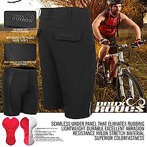 MTB Mountain Bike Shorts - The Magnificent - 4D Padded Baggy Bicycle Cycling Bike Shorts Loose-fit - 2 Zip + 2 Magnet Pockets Black