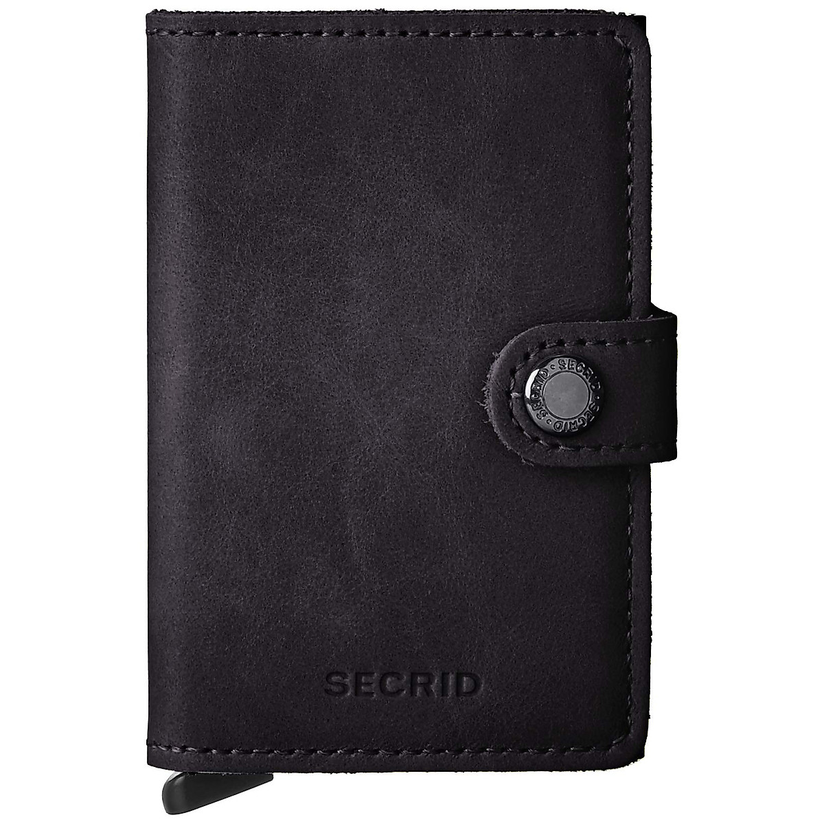 SECRID mini wallet genuine Blue leather with Titanium RFID protection/with one click all cards slide out gradually (Blue Titanium)