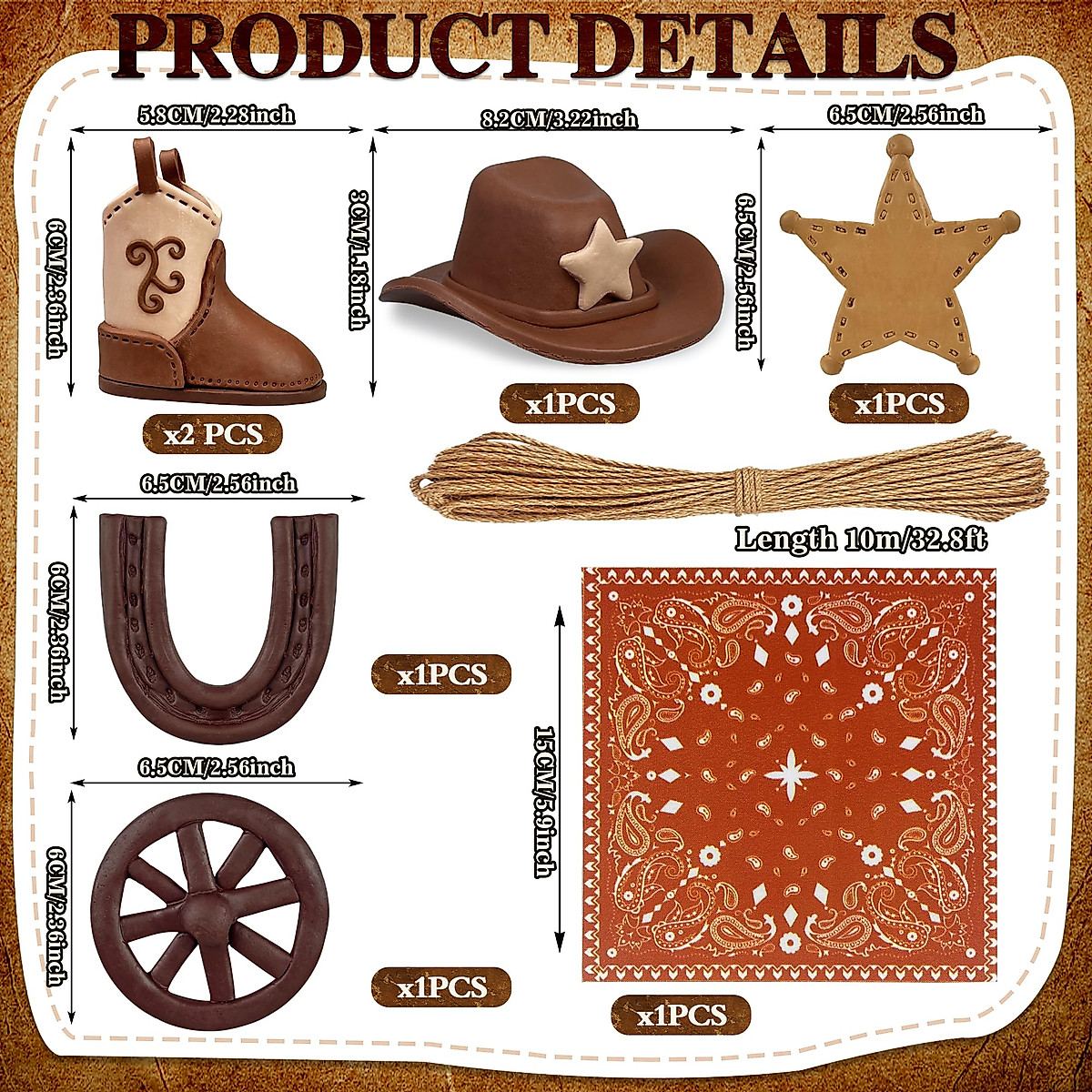 Cowboy Cake Decorations Cowboy Hat and Boot Cake Toppers Western Cowboy Cowgirl Birthday Baby Shower for Western Theme Party Favors Supplies (Brown)